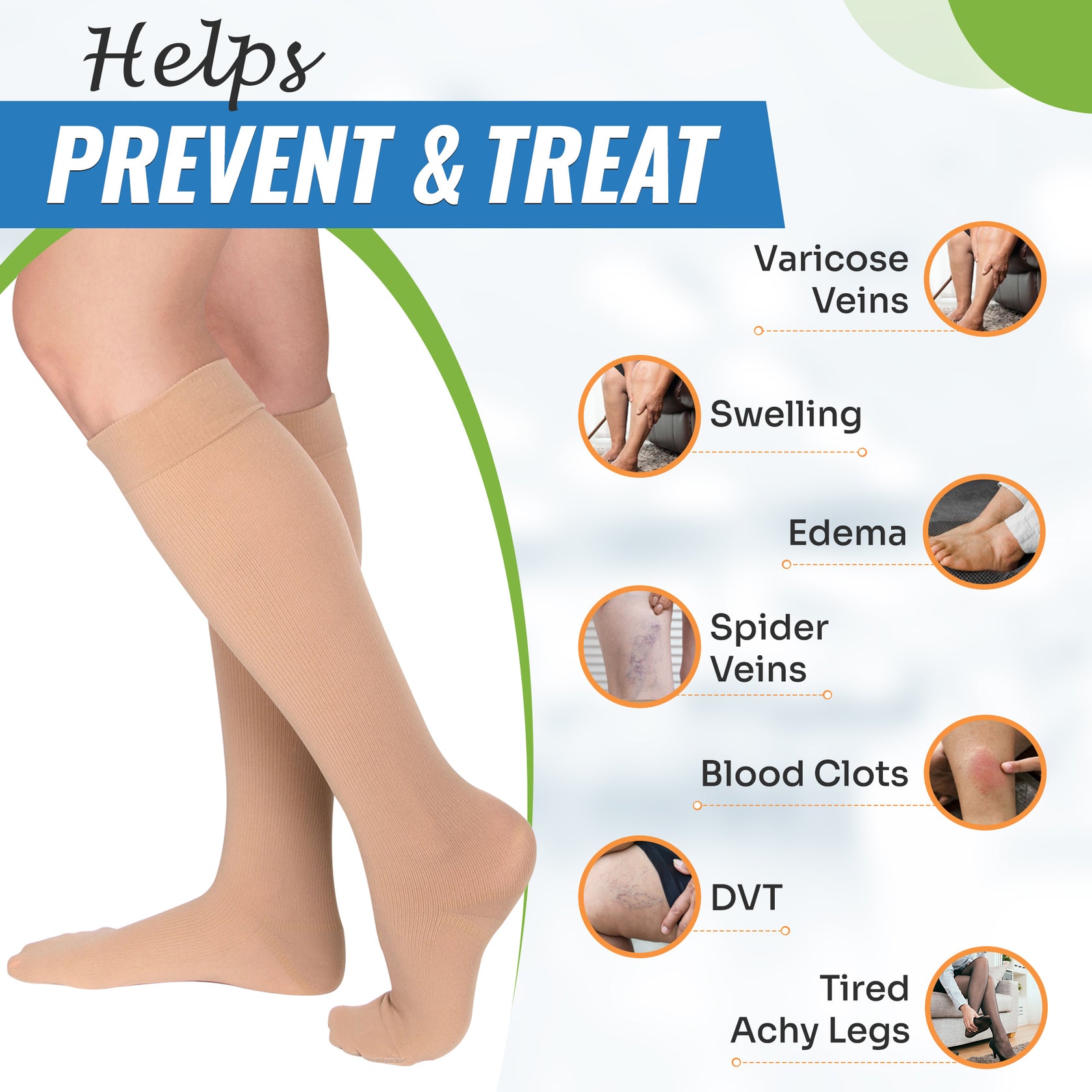Knee High 20-30 mmHg Compression Socks, Closed Toe – SNUG360